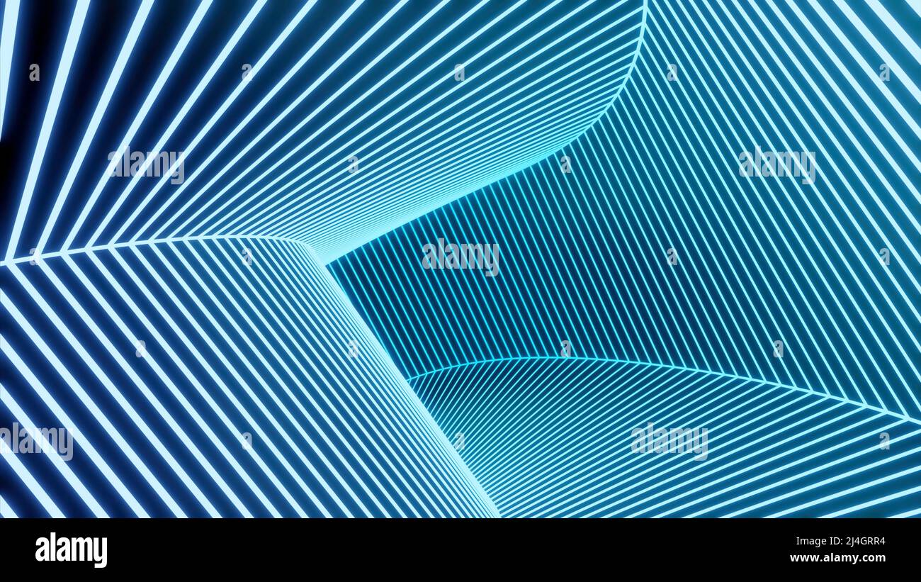 Neon blue bright tunnel.Design.An abstraction that shimmers with ...