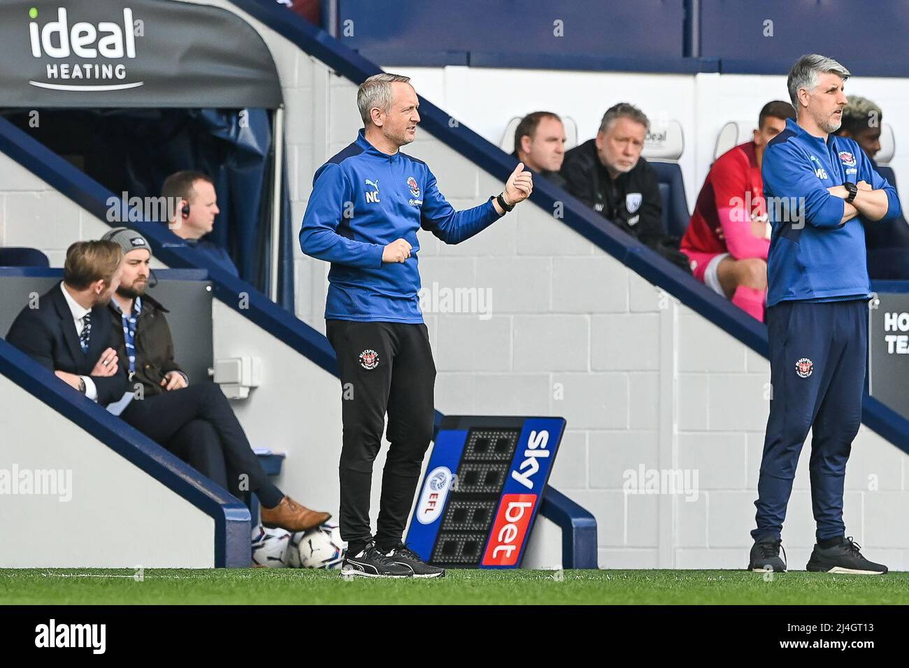 Neil Critchley manager of Blackpool gives his team instructions Stock ...