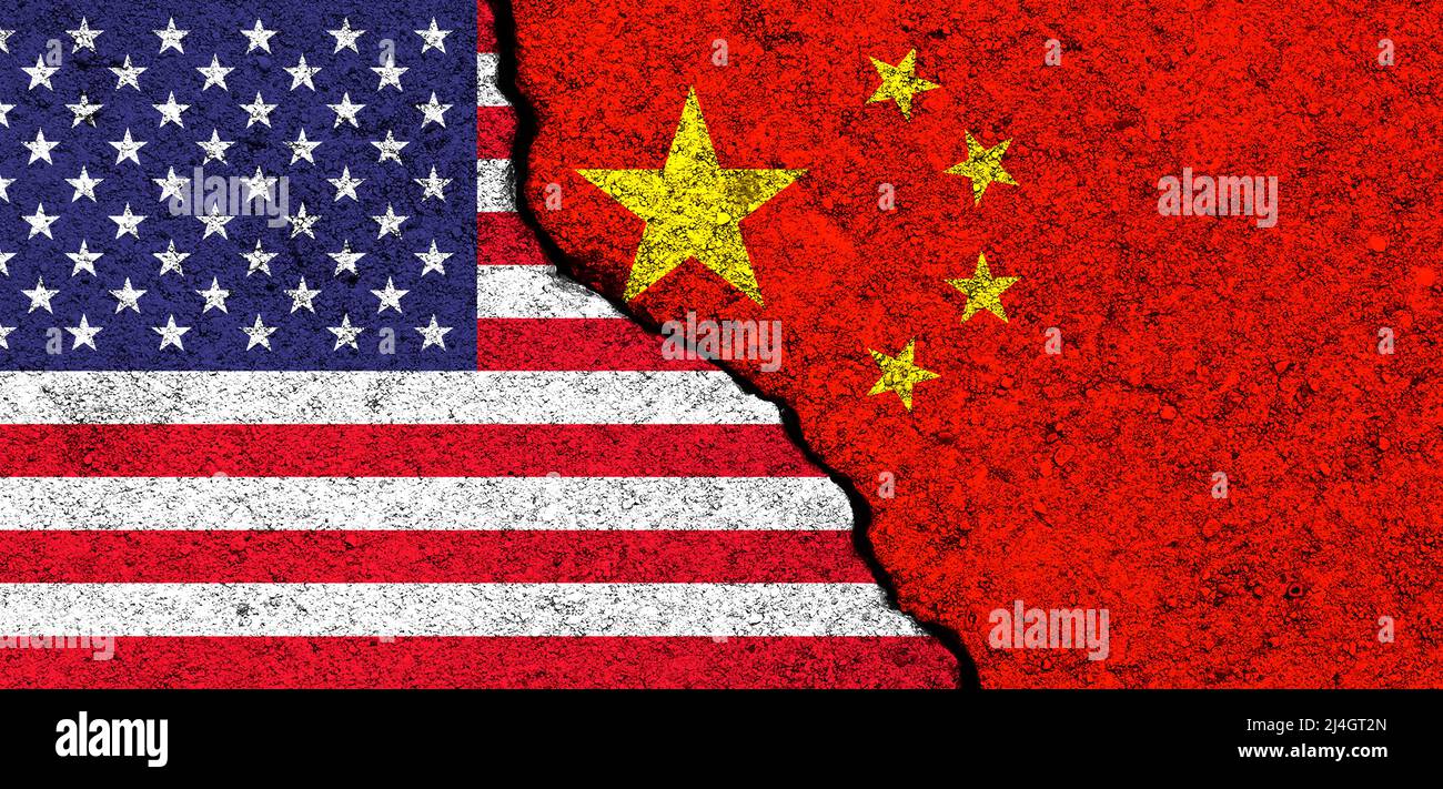 USA and China. Flags background. Concept of politics, economy, culture ...