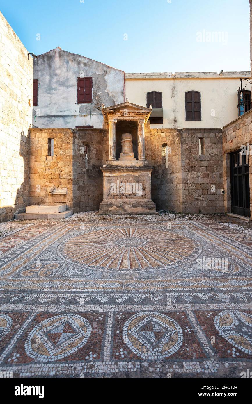 Mosaic on the floor in the Archaeological Museum in the old town of ...