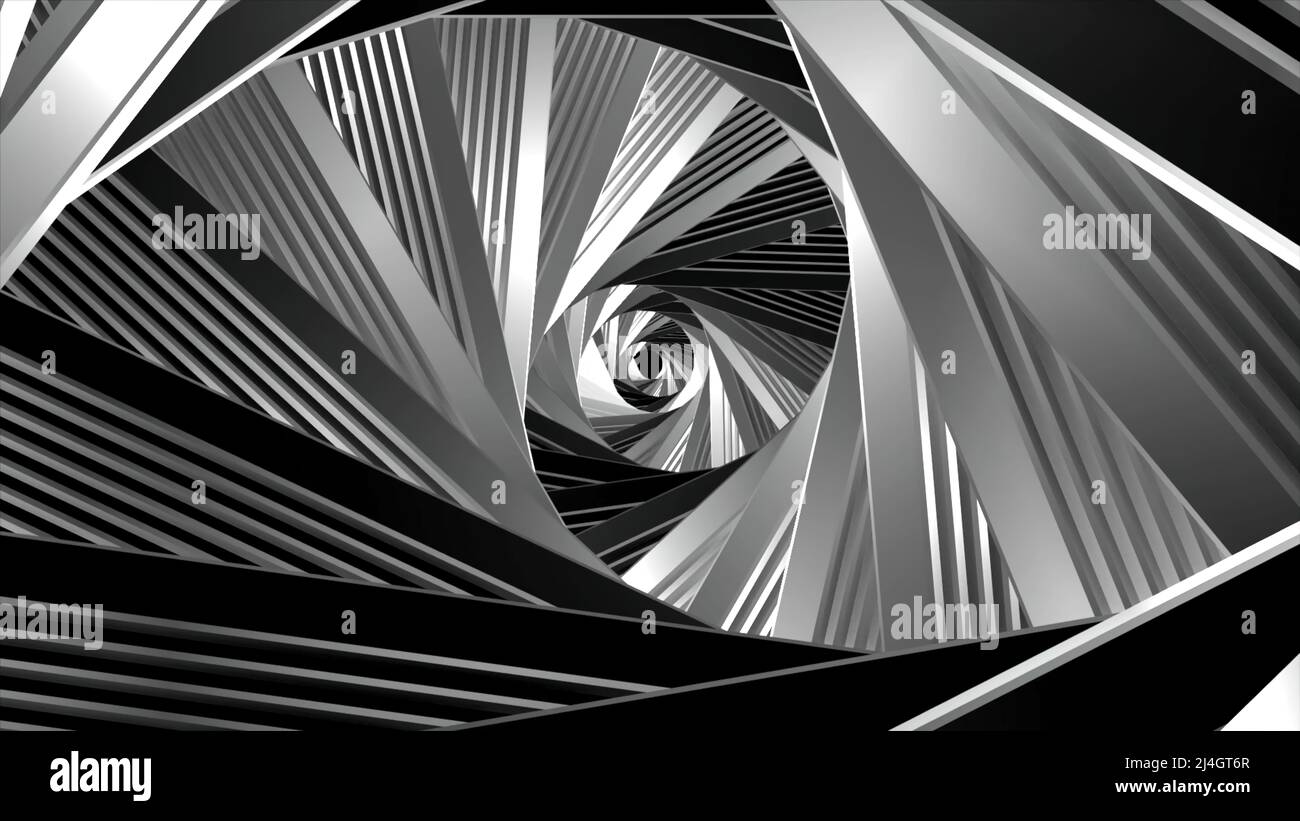 3D swirling tunnel with silver lines. Motion. Terrifyingly twisting ...