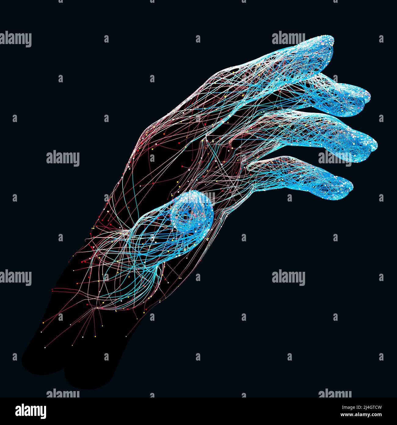 Hand, artificial technology. Digital world at your fingertips. Future ...