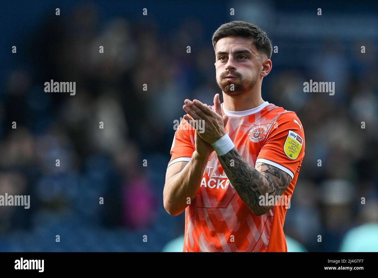 Owen Dale #7 of Blackpool applauds the fans at the end of the game in ...