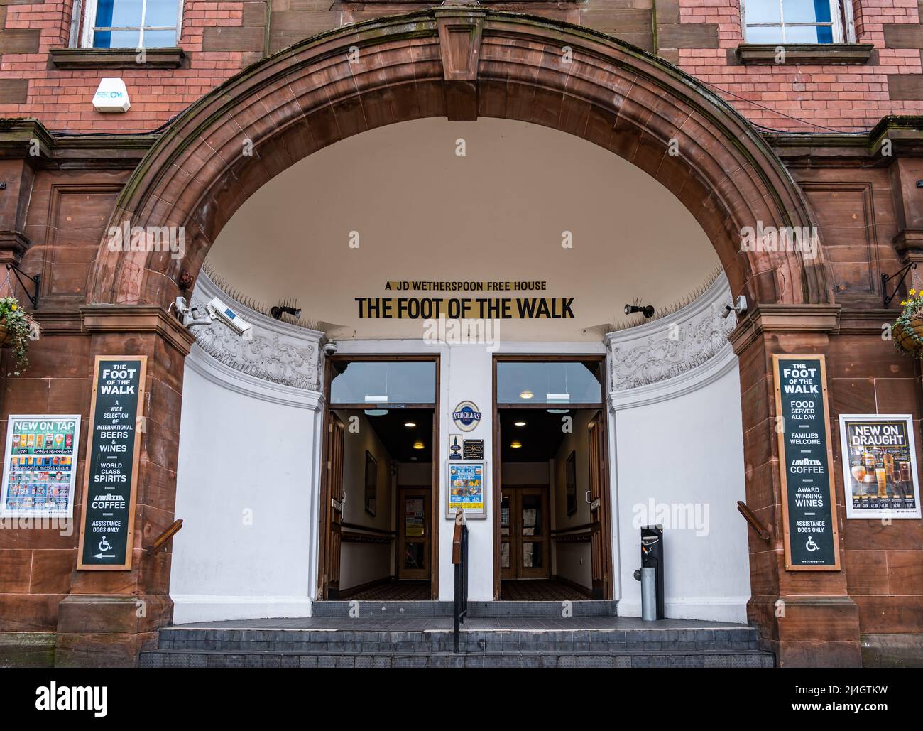 Front entrance door of J D Wetherspoon pub, The Foot of the Walk, Leith ...
