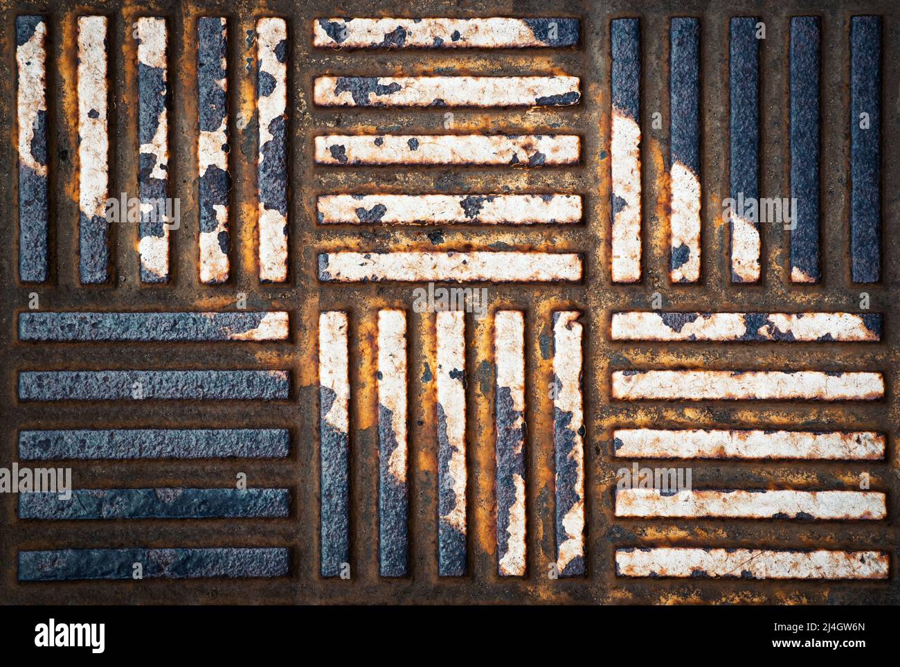 background or texture detail of cast iron with a striped pattern Stock ...