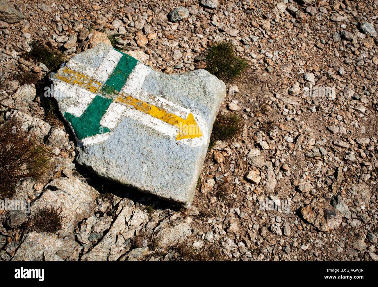 background directional tourist signs on stone Stock Photo - Alamy