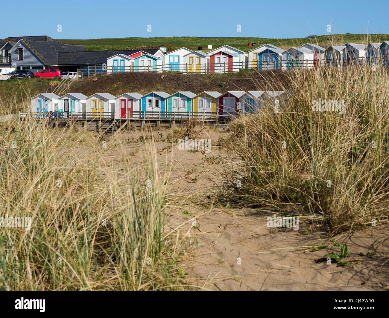 Beach huts on Summerleaze beach, Bude, Cornwall, UK Stock Photo - Alamy