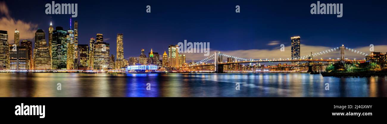 NYC Panorama with Brooklyn Bridge Stock Photo - Alamy