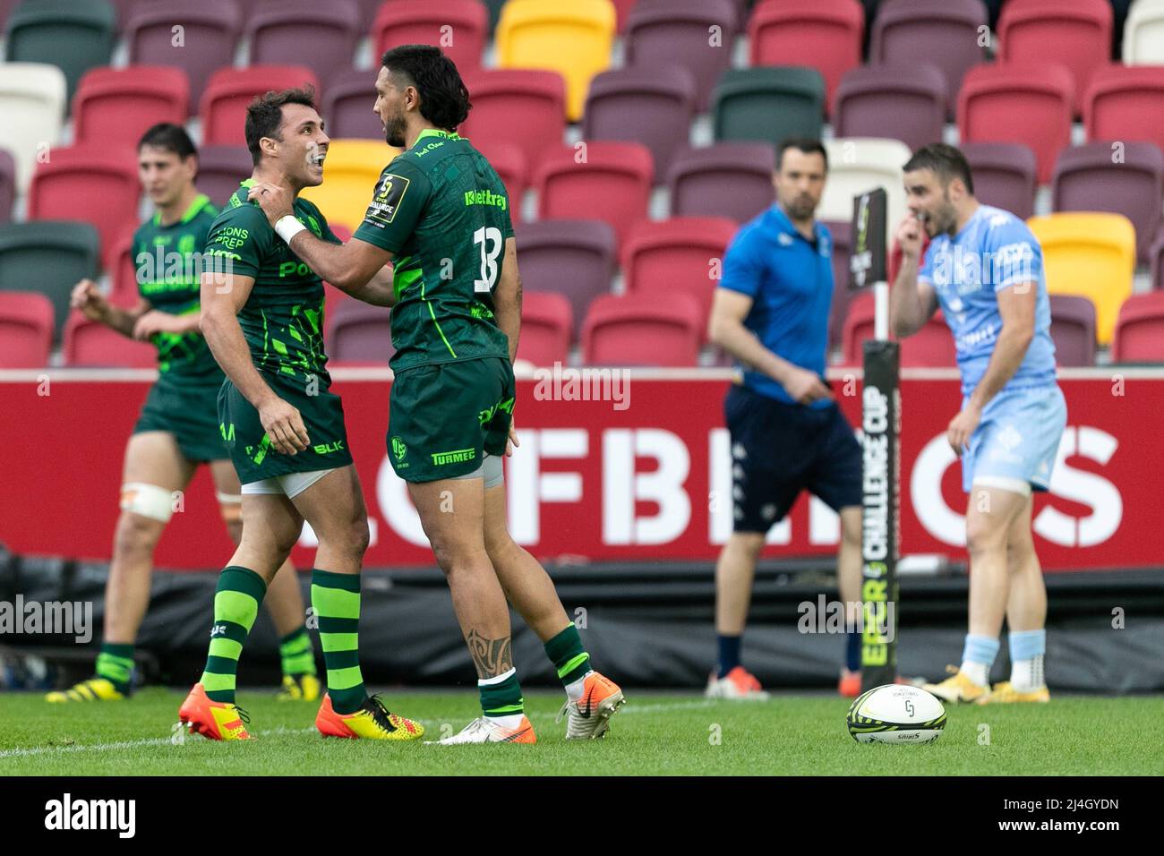 LONDON, UK. APR 15TH: Curtis Rona of London Irish celebrates with his ...