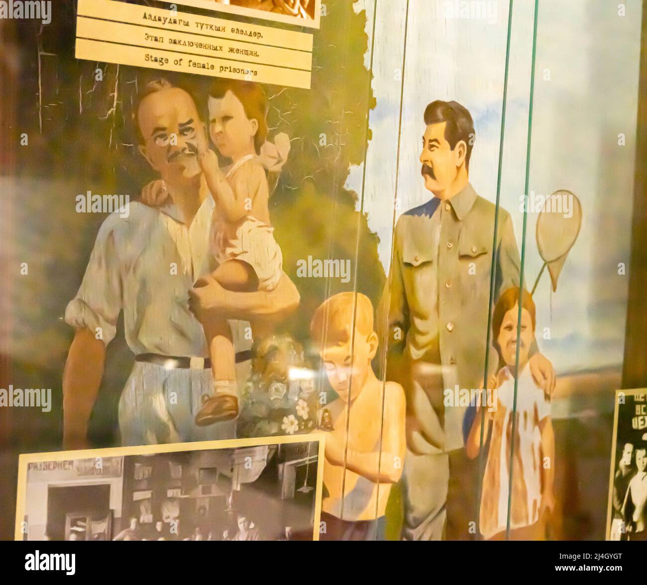 Picture of Stalin with children, karLag museum, Kazakhstan Stock Photo ...