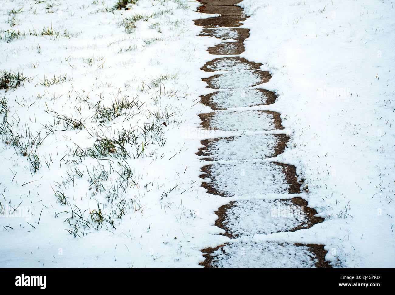 seasonal nature background snow covered walkway with snow Stock Photo ...