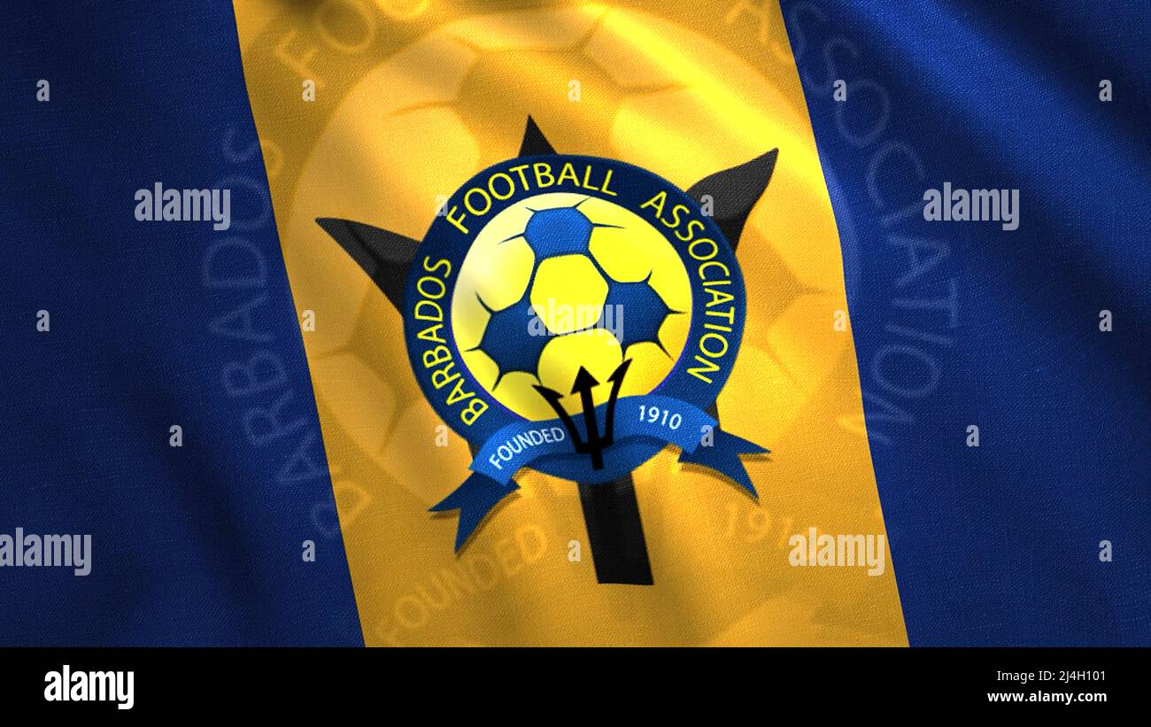 3D Football Association flag. Motion. Beautiful flag with football coat ...