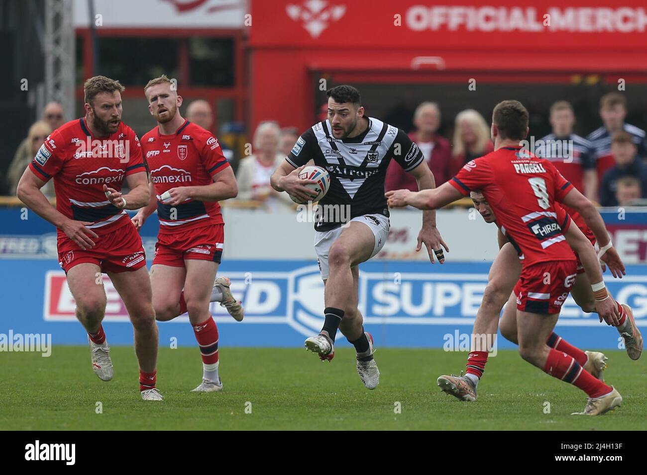 Jake Connor #1 of Hull FC makes a run through the Hull KR defence Stock ...
