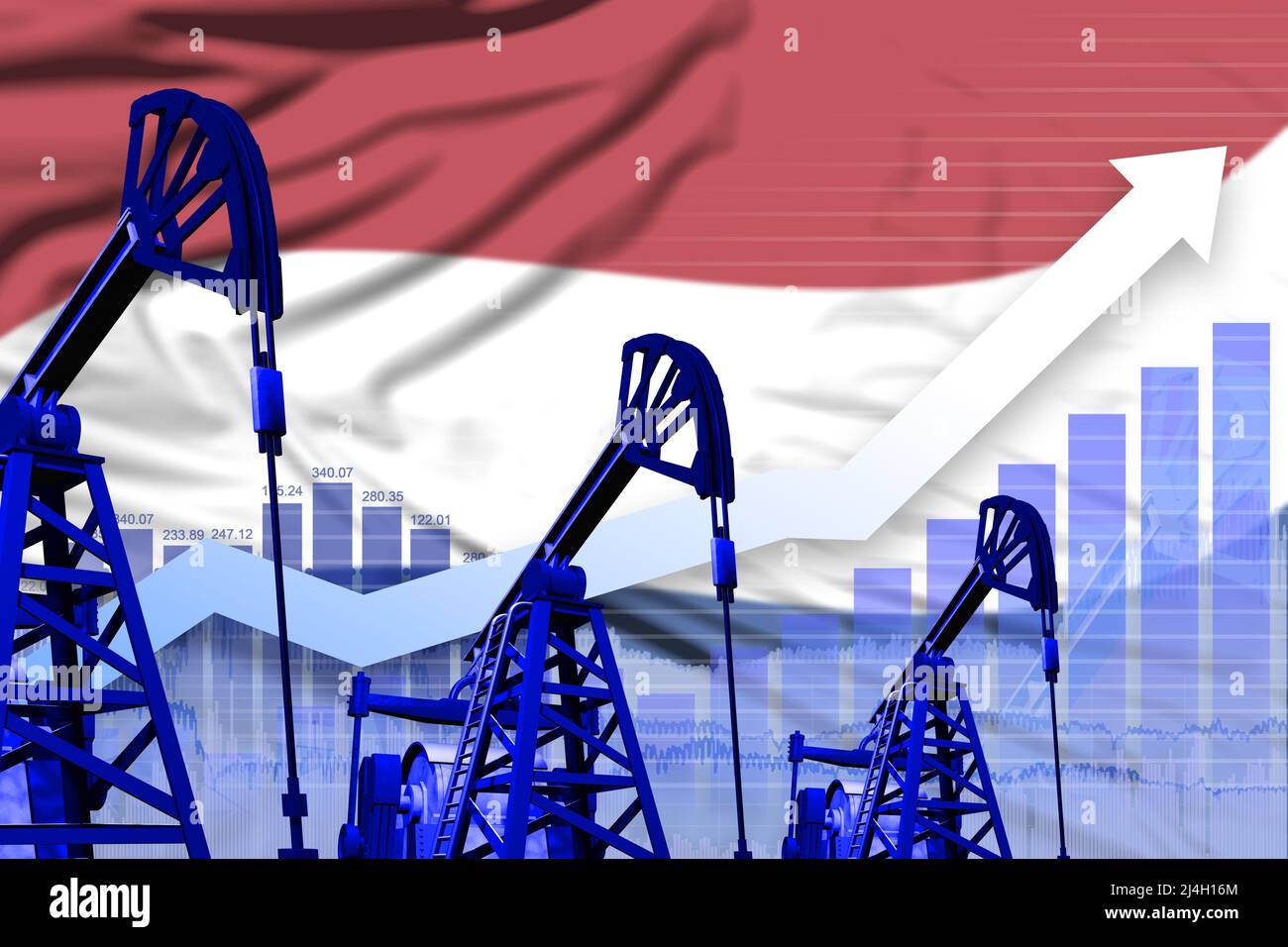 Netherlands oil industry concept, industrial illustration - rising up ...