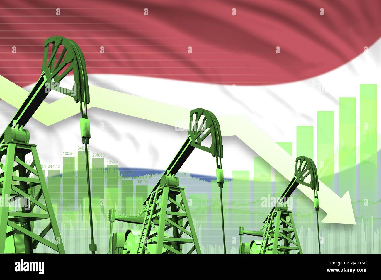Netherlands oil industry concept, industrial illustration - lowering ...