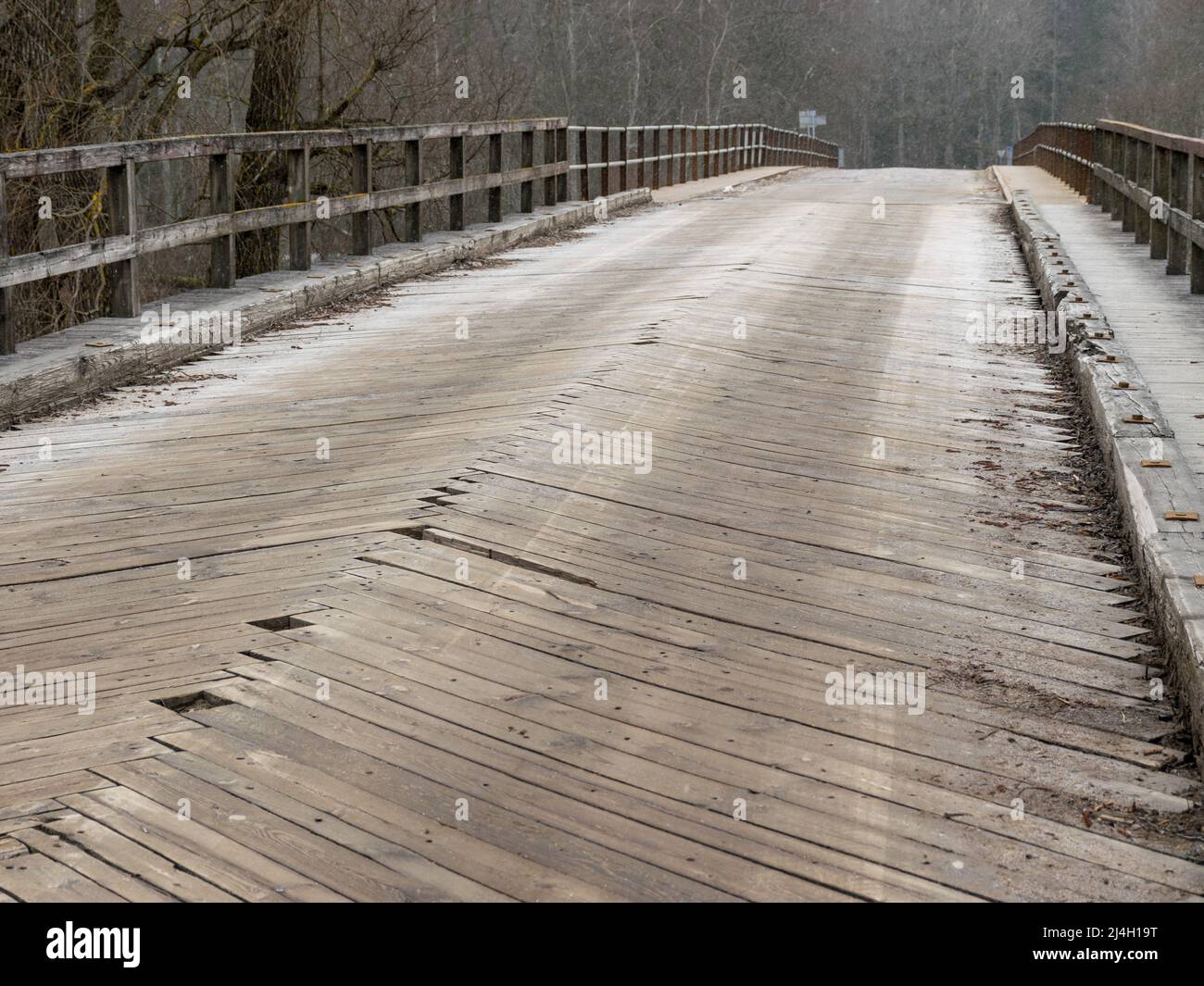 bridge, wooden plank floor, close-up view, blurred background Stock ...