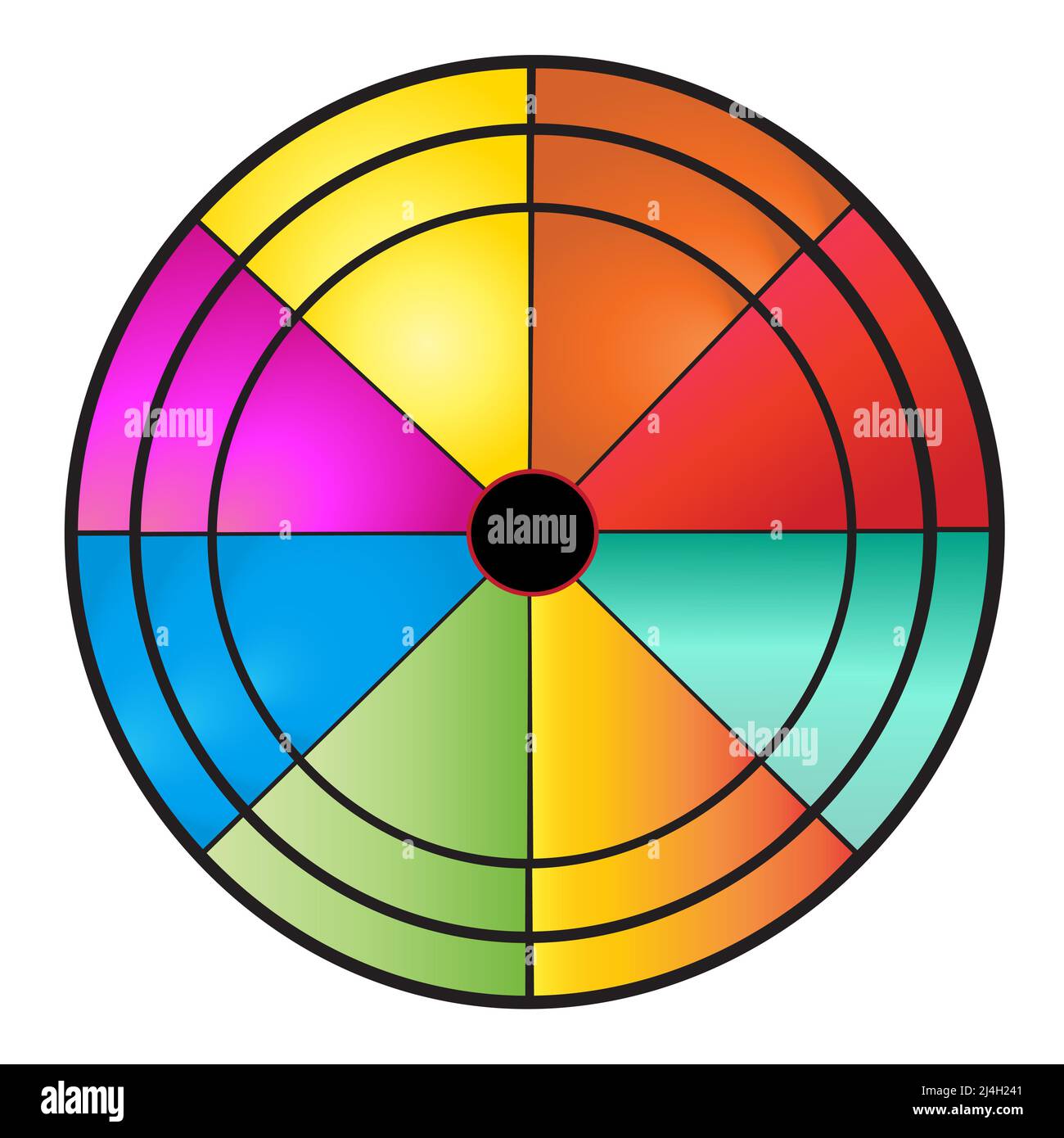 Colorful Pie graphic with 8 sections and three Layers Stock Photo - Alamy