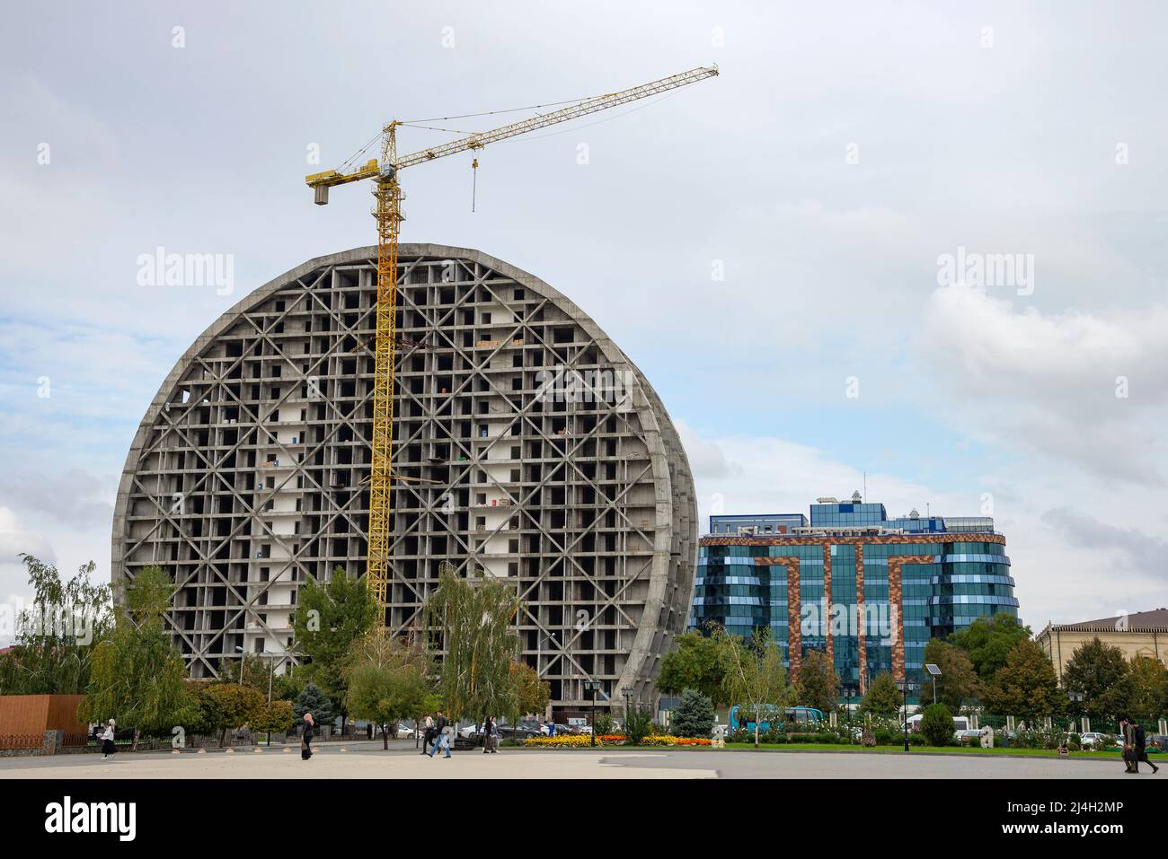GROZNY, RUSSIA - SEPTEMBER 29, 2021: View of a modern house under ...