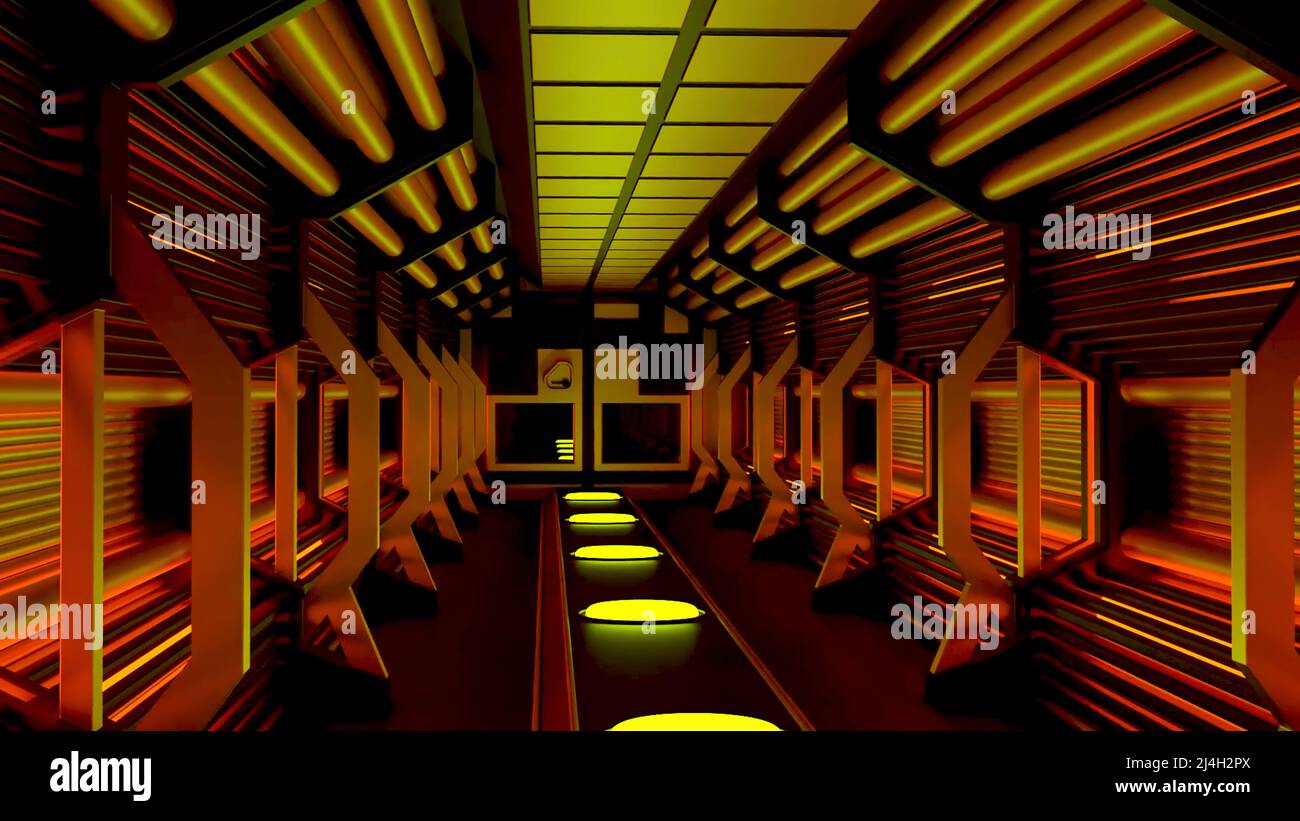 Futuristic 3d spaceship corridor. Design. Interior and futuristic ...
