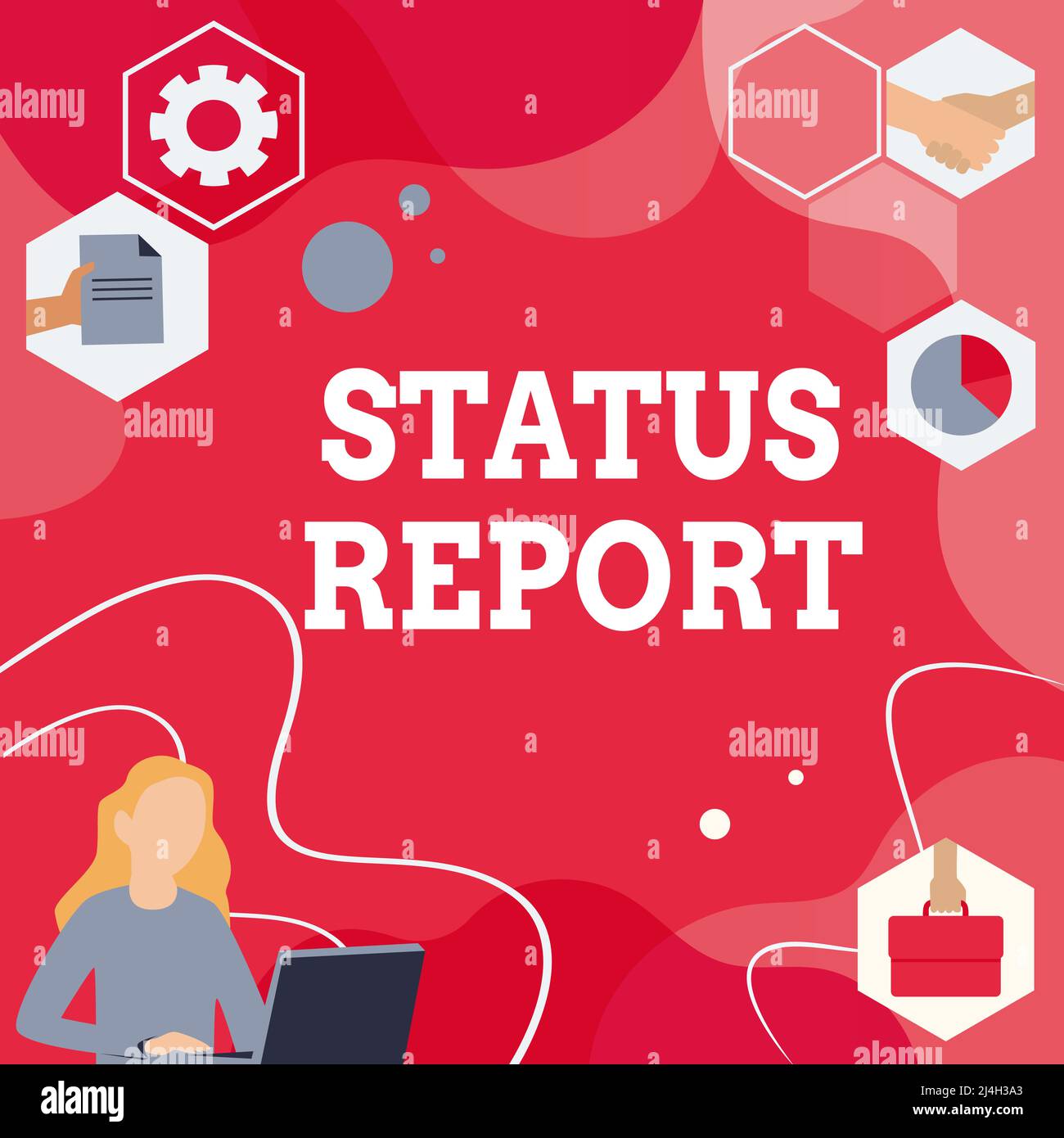 Conceptual caption Status Report. Word Written on Update Summary of ...