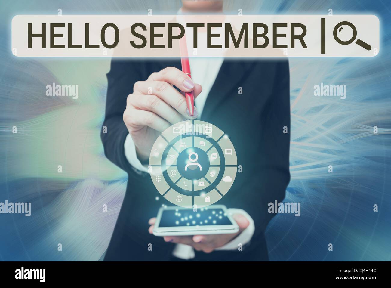 Hand writing sign Hello September. Business approach Eagerly wanting a ...