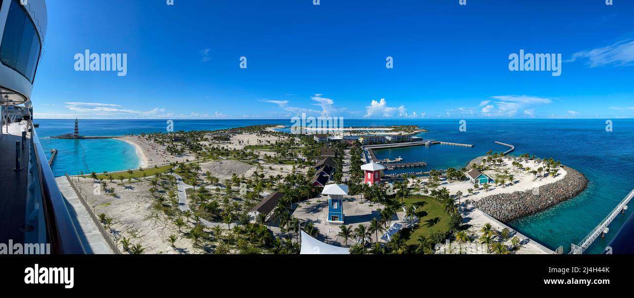 Ocean Cay, Bahamas - October 11, 2021: An aerial panorama view of the ...