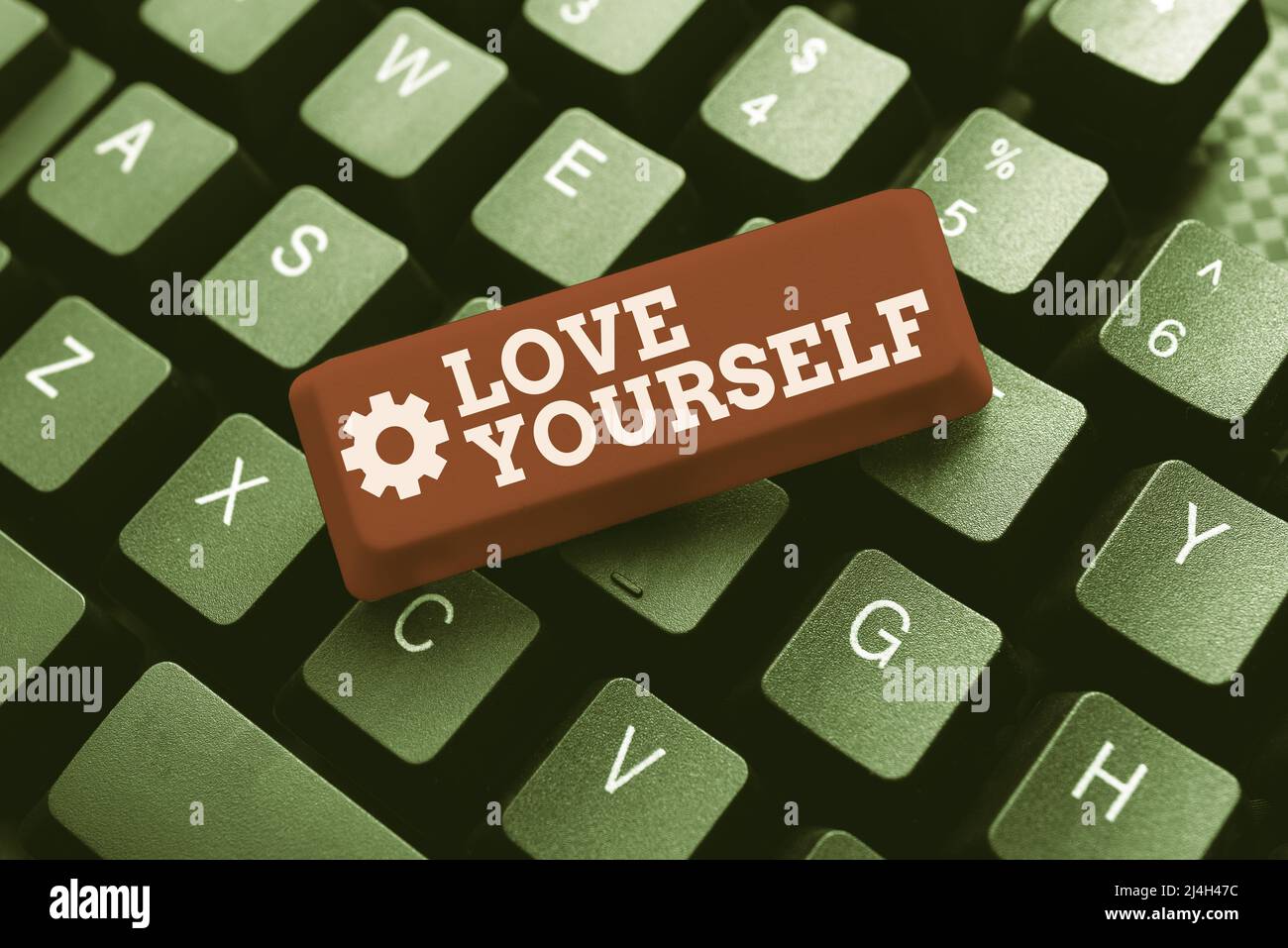 Hand writing sign Love Yourself. Business showcase accepting the ...