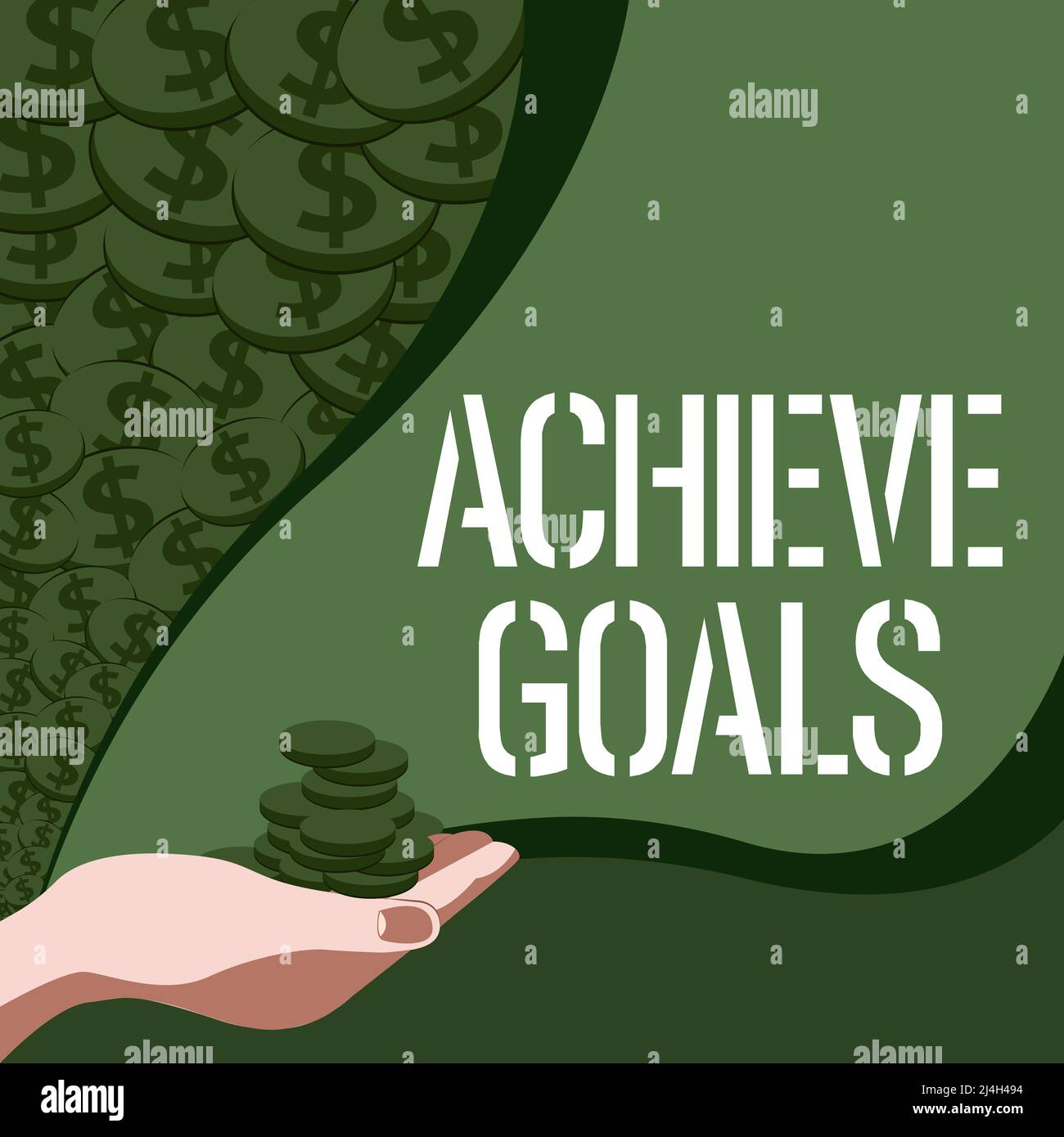 Text caption presenting Achieve Goals. Business approach Results ...