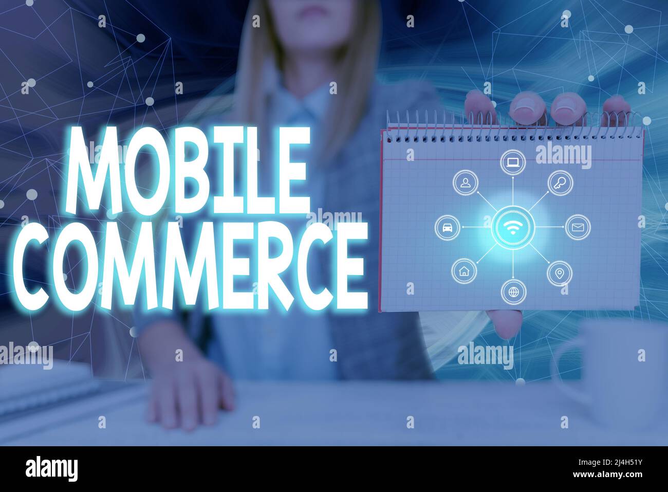 Handwriting text Mobile Commerce. Conceptual photo Using mobile phone ...