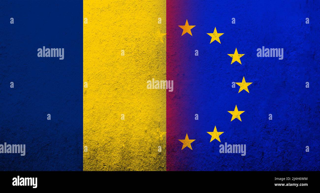 Flag of the European Union with The Republic of Chad National flag ...