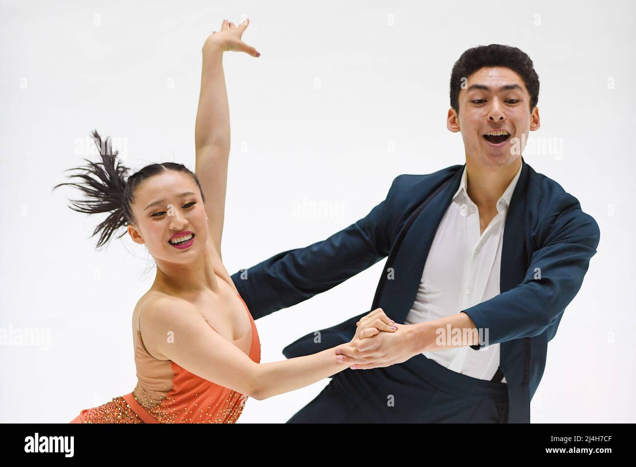 Tallinn, Estonia. 15th Apr 2022. Angela LING & Caleb WEIN (USA), during ...