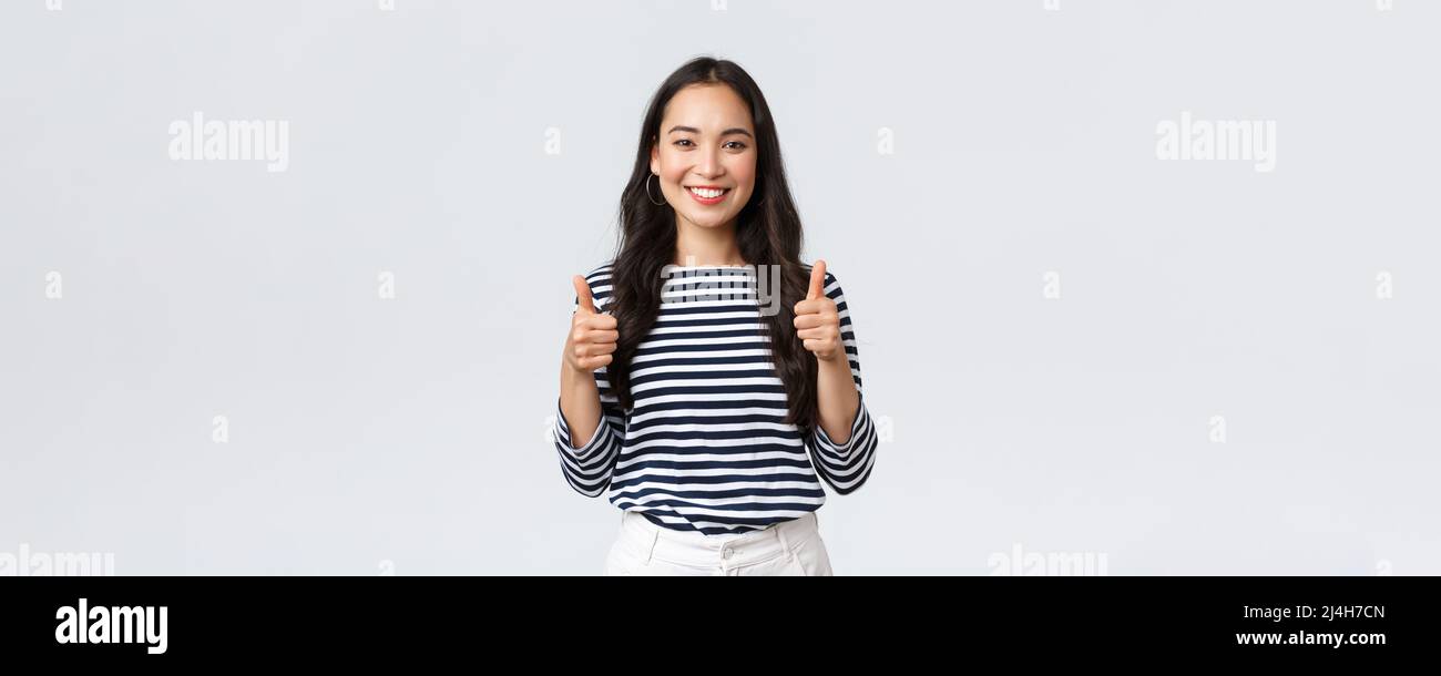 Lifestyle, beauty and fashion, people emotions concept. Satisfied and ...