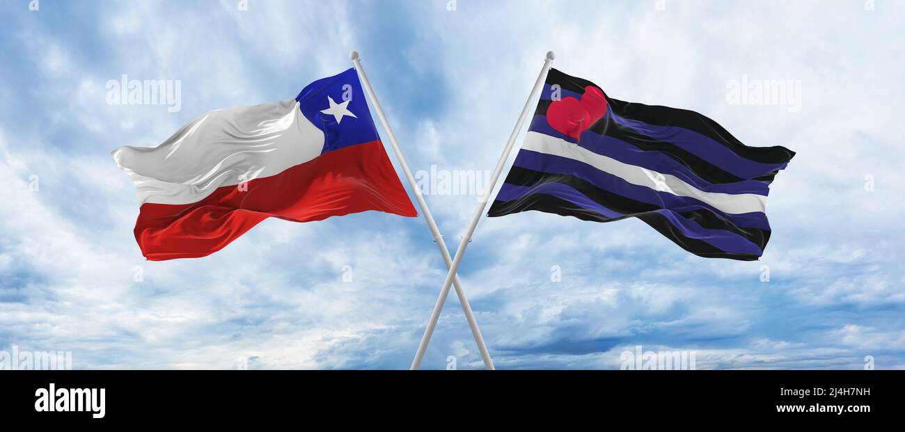 crossed national flags of Chile and Leather, Latex and BDSM Pride flag ...