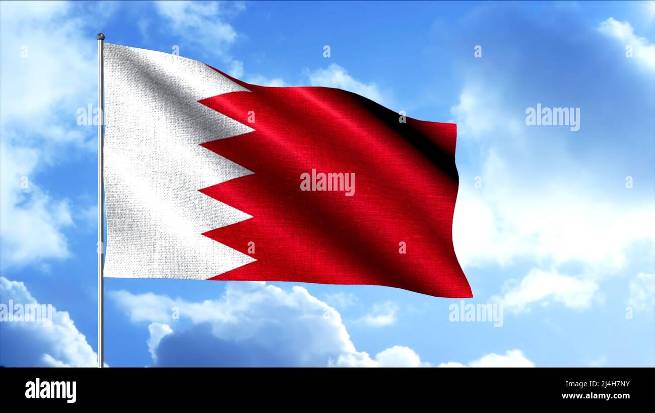 The flag of Bahrain. Motion.A two-tone canvas consisting of red and ...