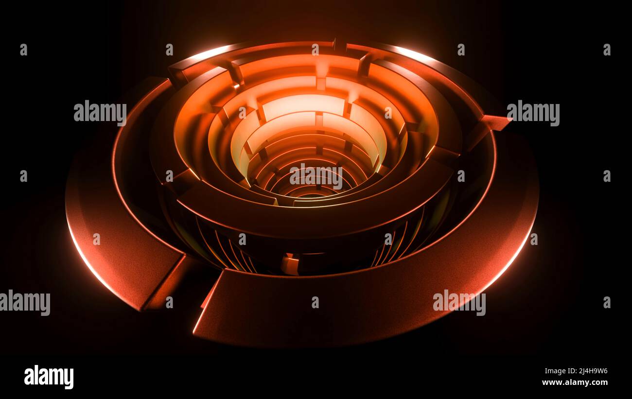 3D tunnel of rotating futuristic rings. Design. Futuristic 3d rings ...