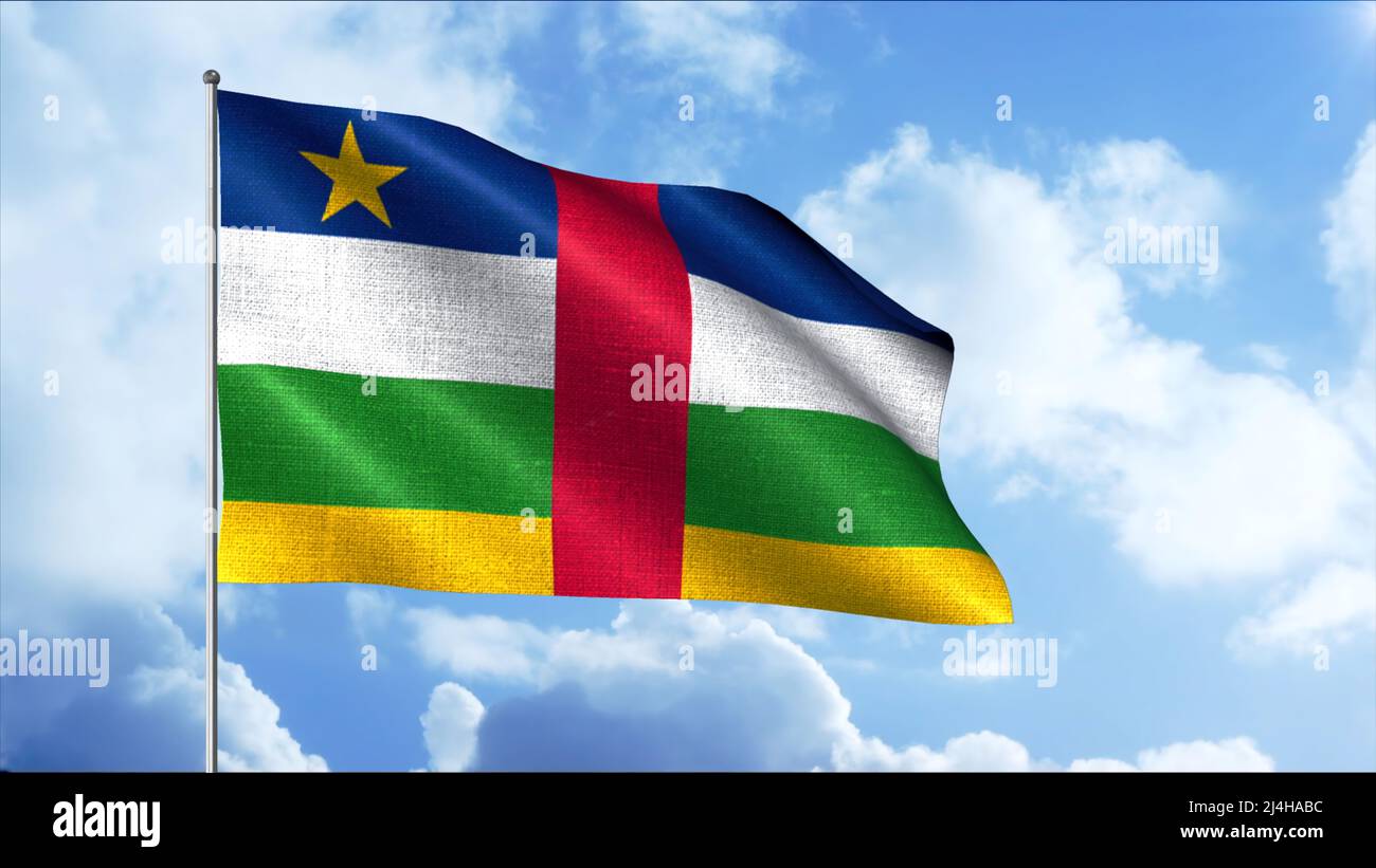 Flag on flagpole flutters on background of sky. Motion. Beautiful flag ...