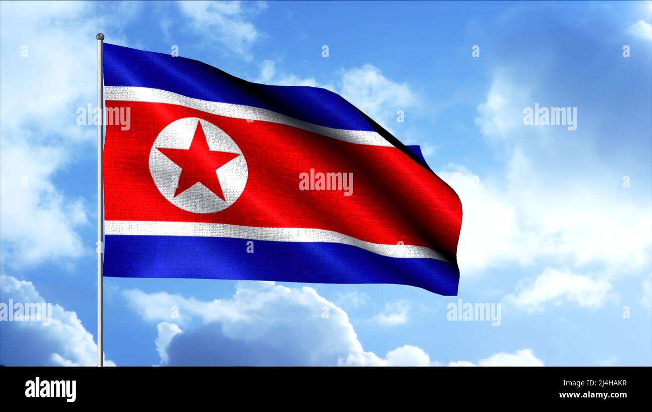 The flag of the DPRK. Motion.The national flag of the Democratic People ...