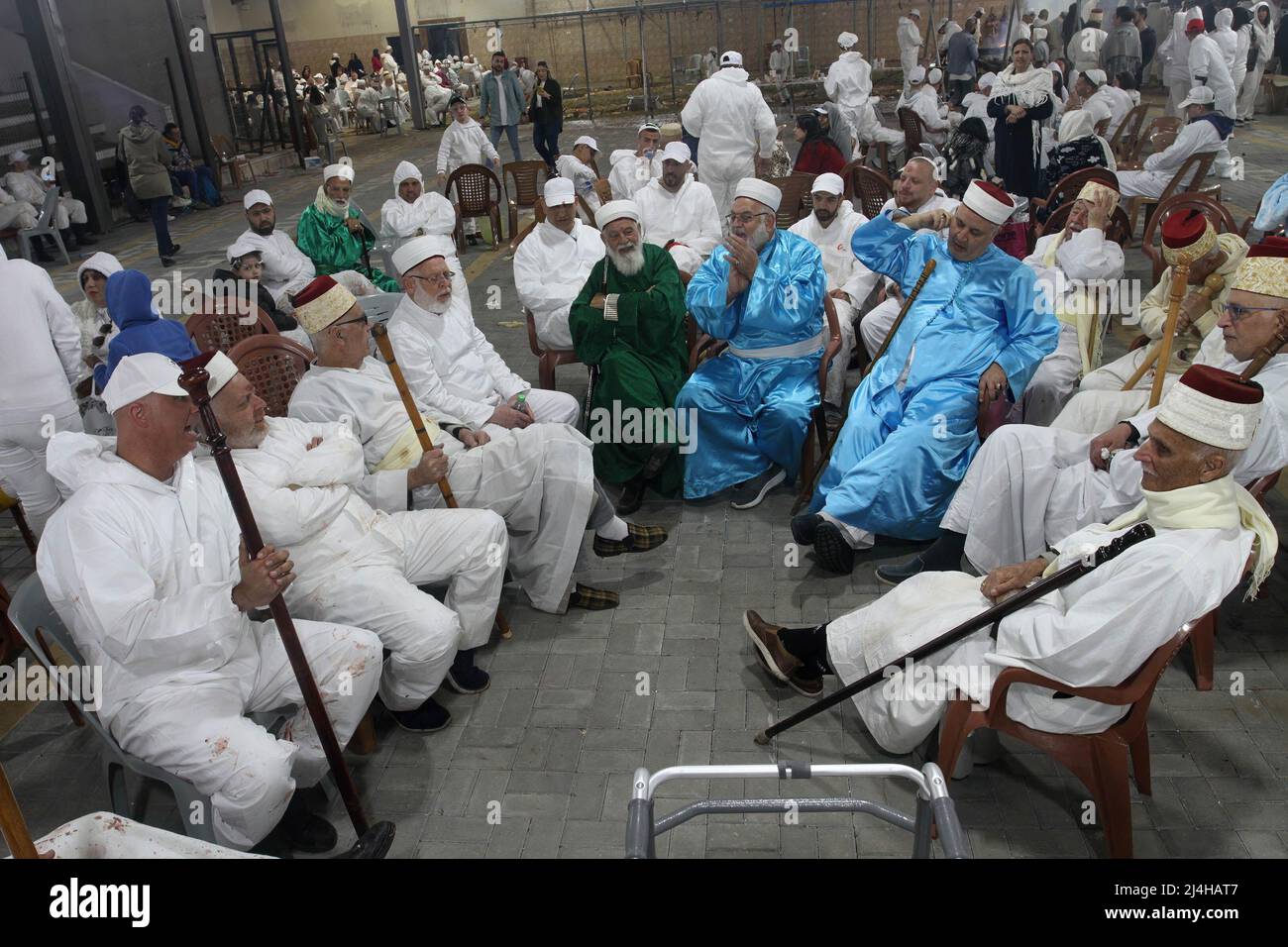 Nablus, Palestine. 15th Apr, 2022. Members of the ancient Samaritan ...