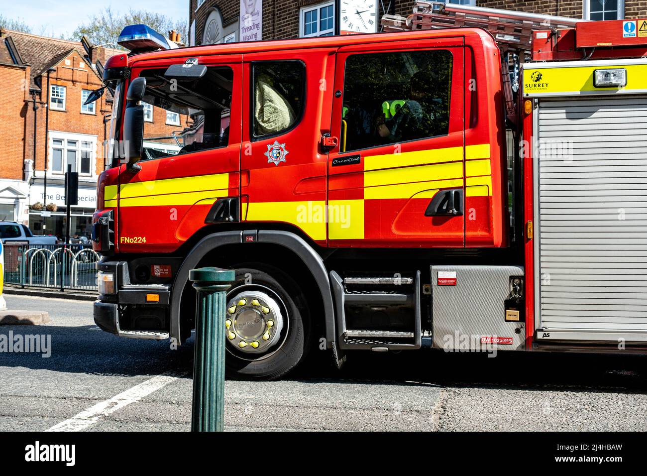 Epsom Surrey London, April 15 2022, Fire Engine Travelling To An ...