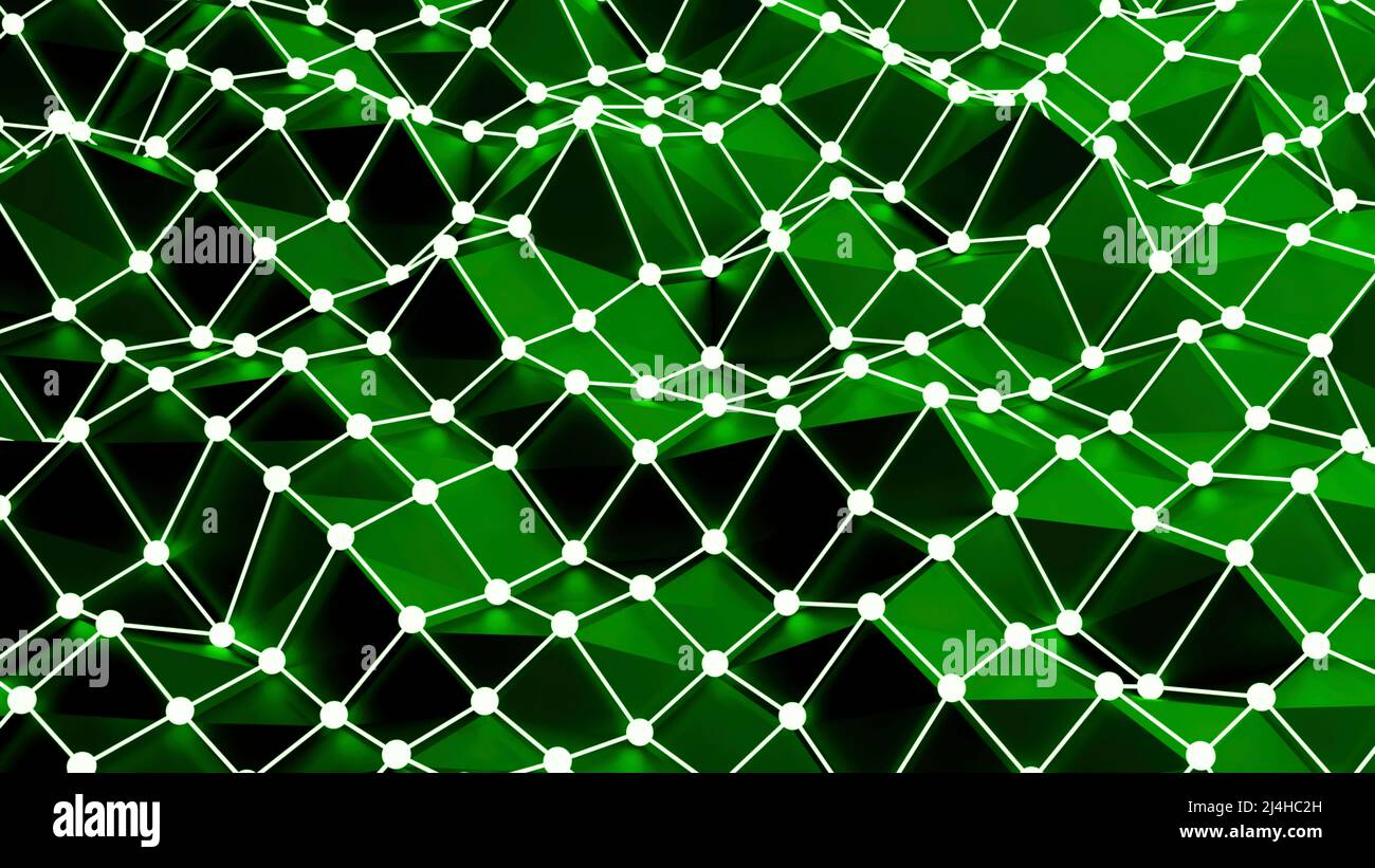 Plexus Of Abstract Geometric Lines With Moving Triangles And Dots