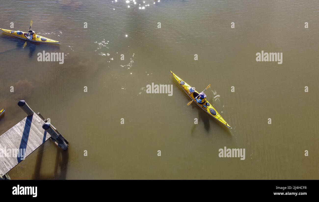 Aerial of kayaks at Mallows Bay in Maryland Stock Photo - Alamy
