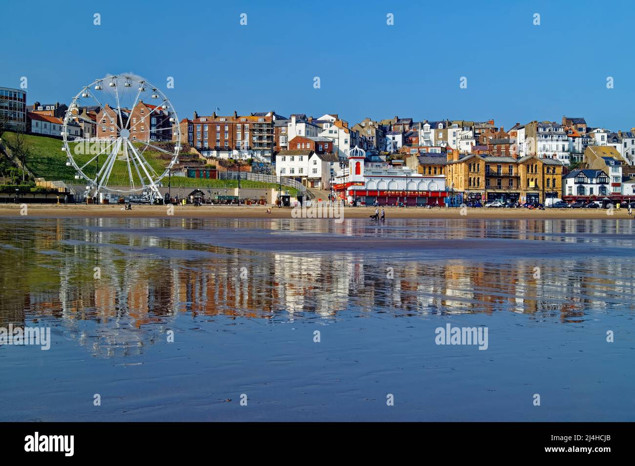 UK, North Yorkshire, Scarborough Seafront at South Bay Looking towards ...