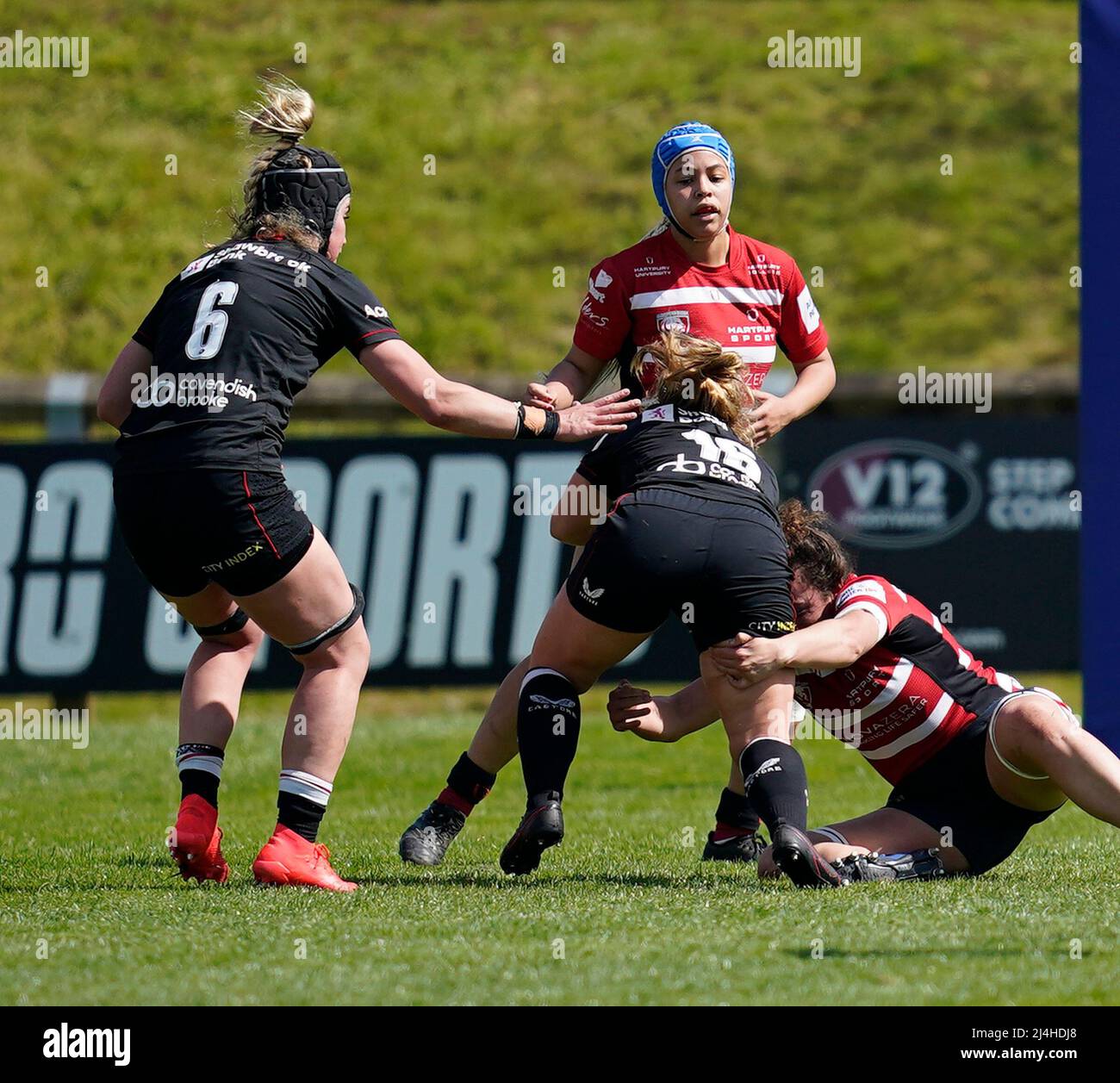 Gloucester, UK, 15, April, 2022, Catha Jacobs (Saracens) (L) Jeanina ...