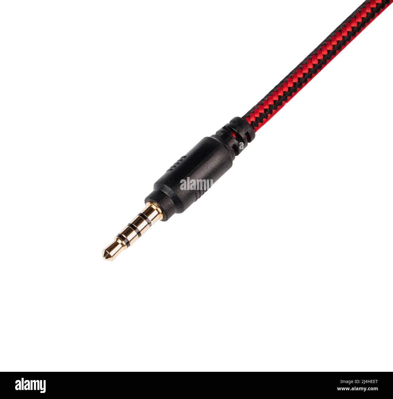 audio plug with cable, isolated on white background Stock Photo - Alamy