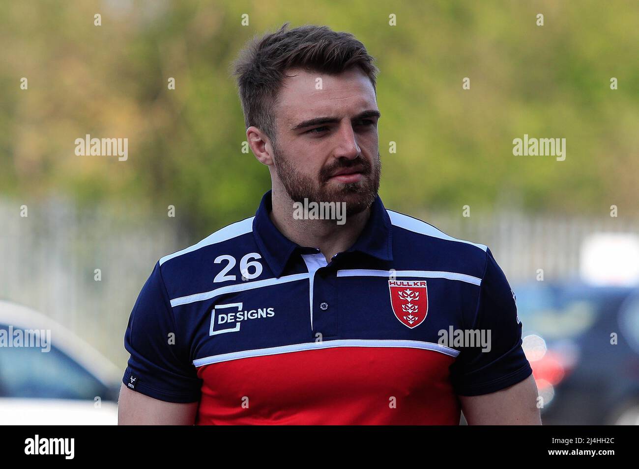 Tom Garratt (26) of Hull KR arrives at The Sewell Group Craven Park ...