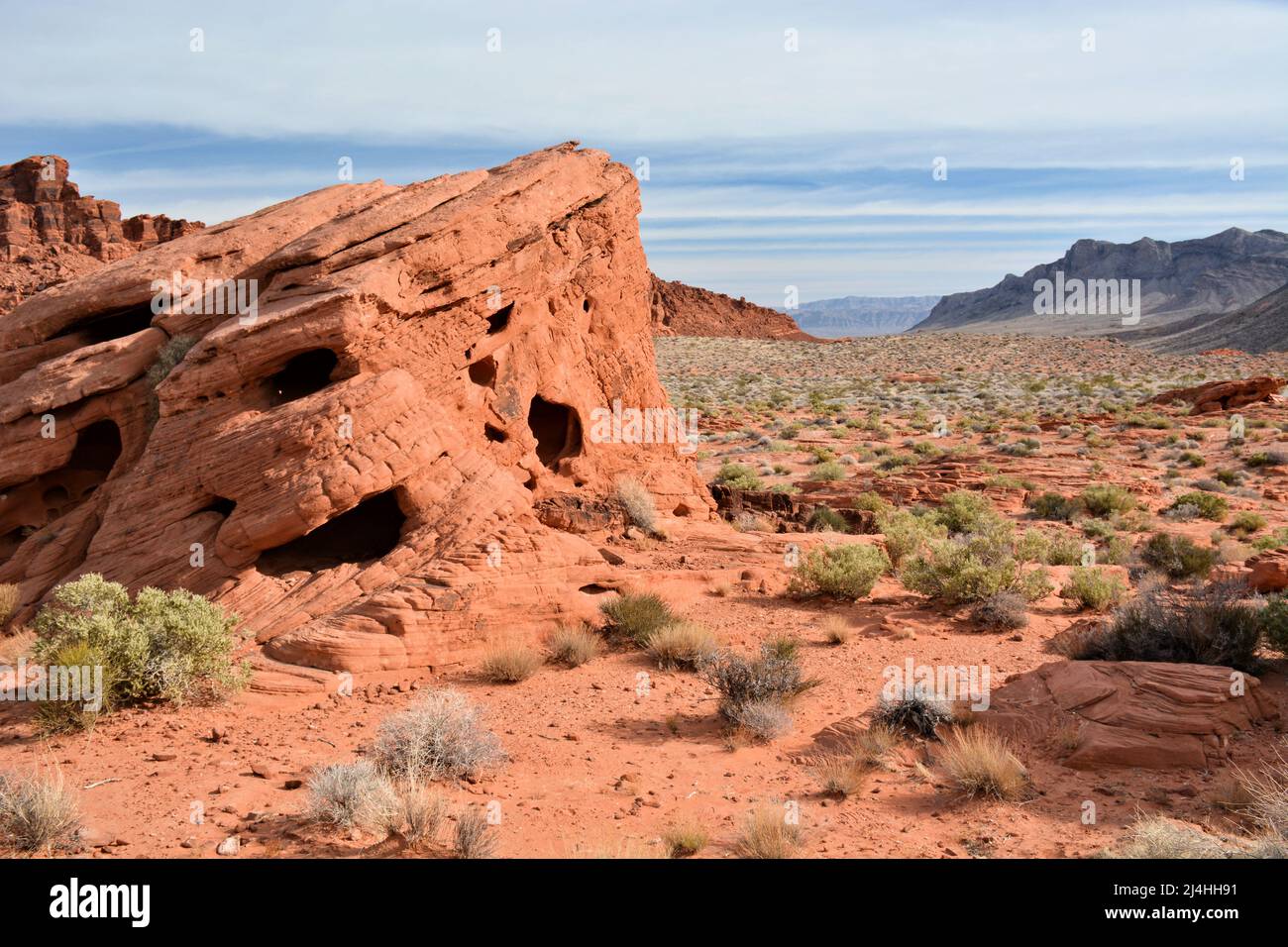 Reddish rocks sculpted over the eons by desert winds stand in stark ...