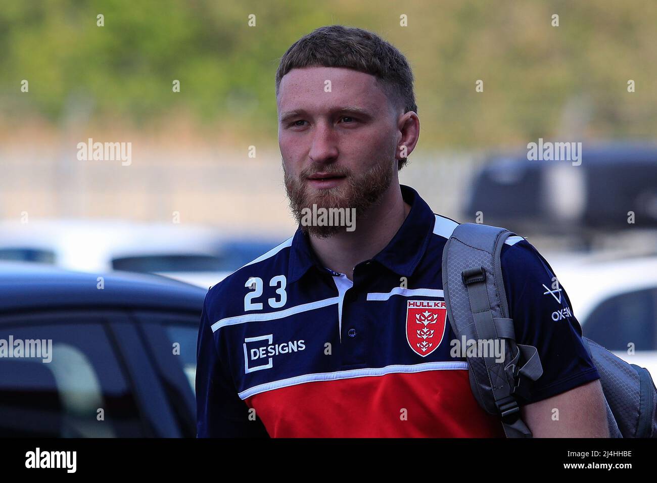 Ethan Ryan (23) of Hull KR arrives at The Sewell Group Craven Park ...