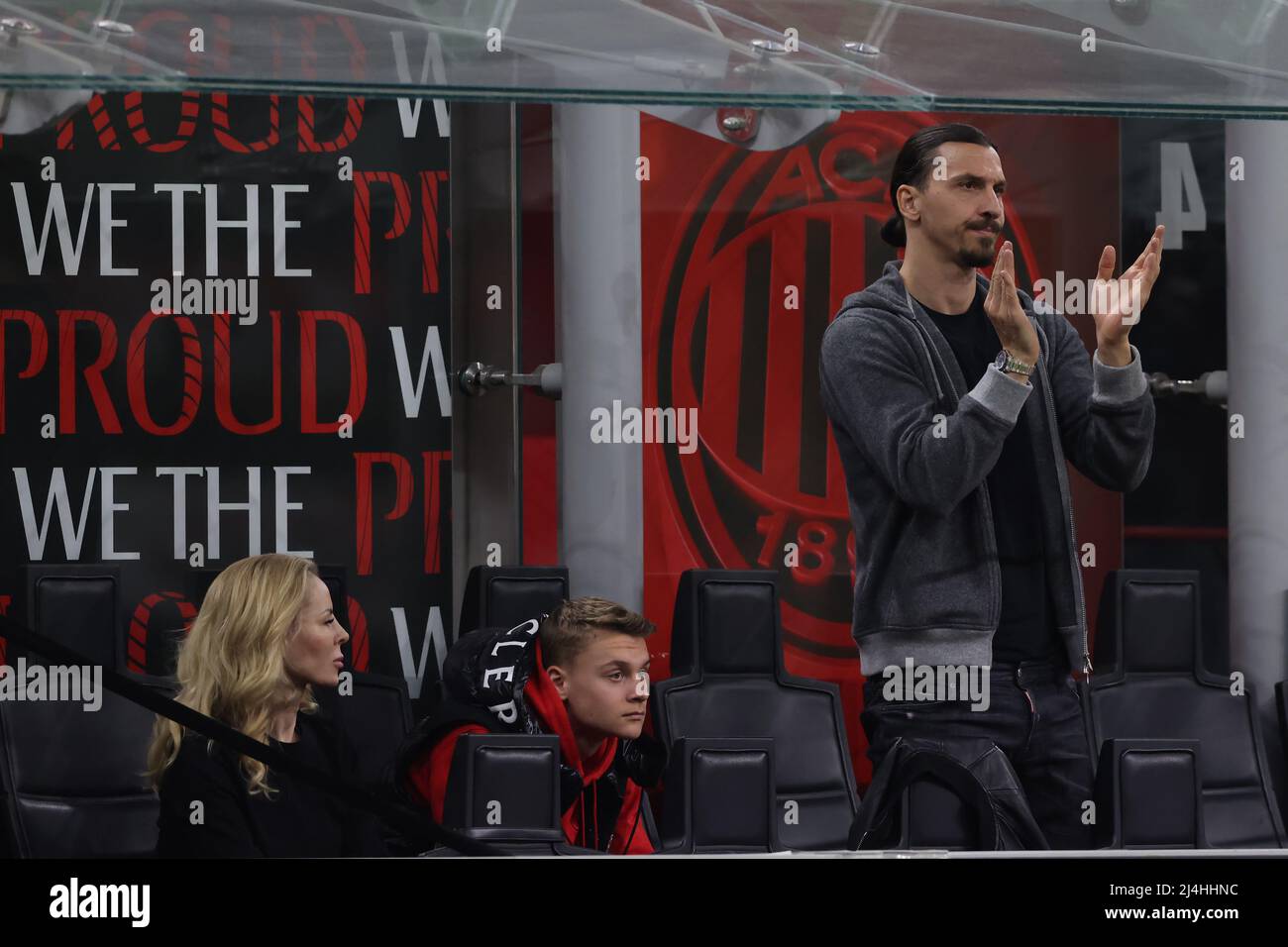 Milan, Italy. 15th Apr, 2022. Zlatan Ibrahimovic of AC Milan reacts as ...