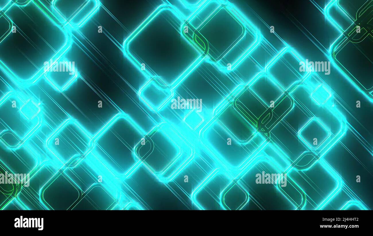 Abstract glow squares and lines, computer generated. 3d rendering of ...