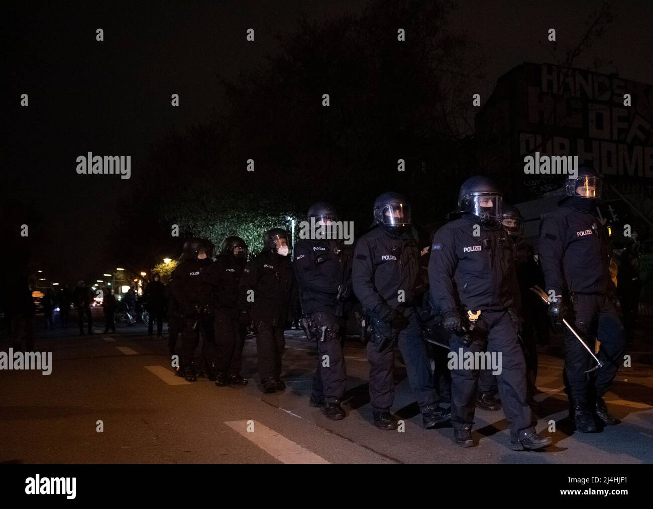 Berlin, Germany. 15th Apr, 2022. Police officers walk on the street in ...
